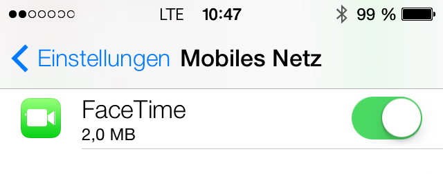 iOS 7 Datenverbrauch mit FaceTime Audio: 120 Sekunden kosten 1MB ...